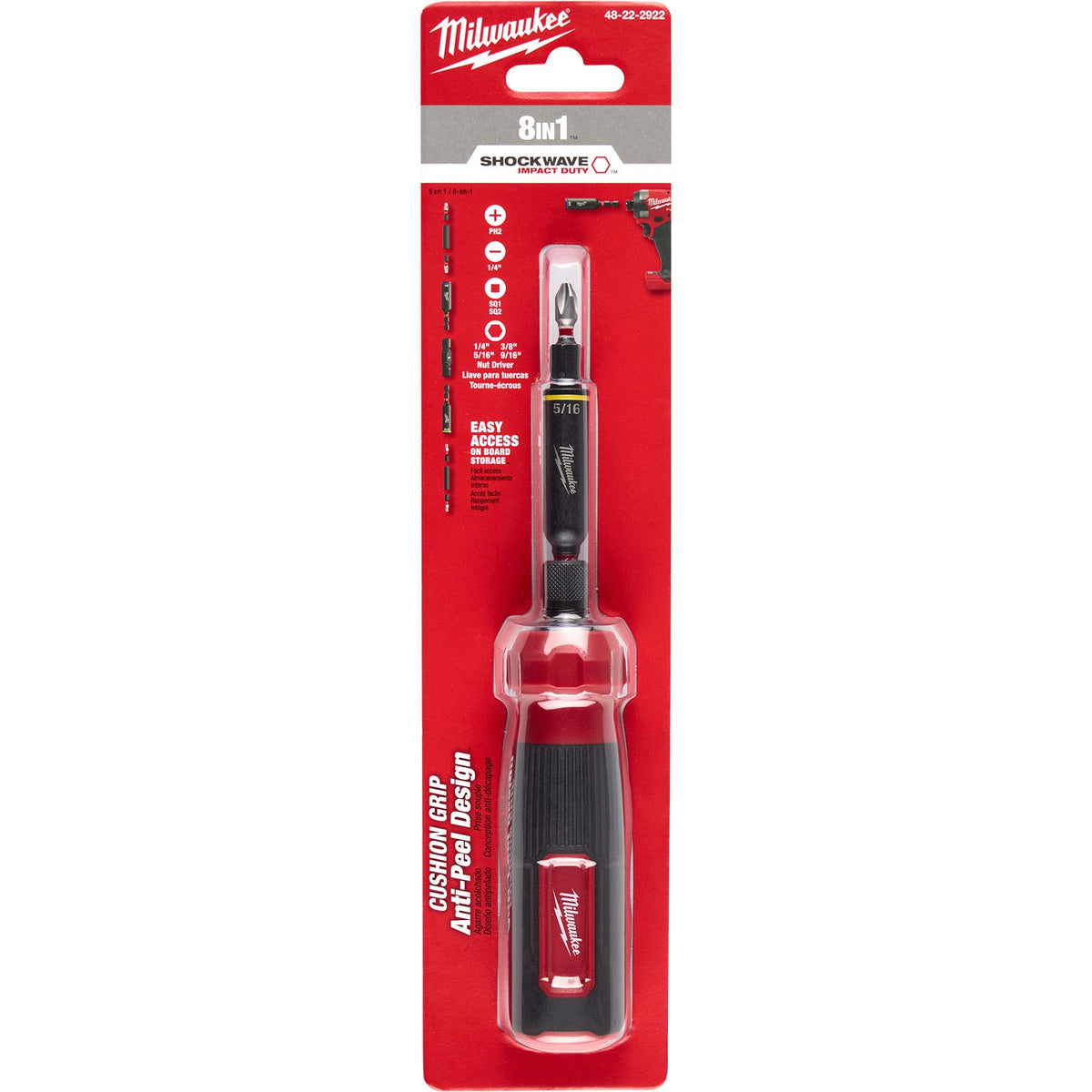 Milwaukee 48-22-2922 8-IN-1 Multi-Bit & Nut Driver W/ SHOCKWAVE™ Impact ...