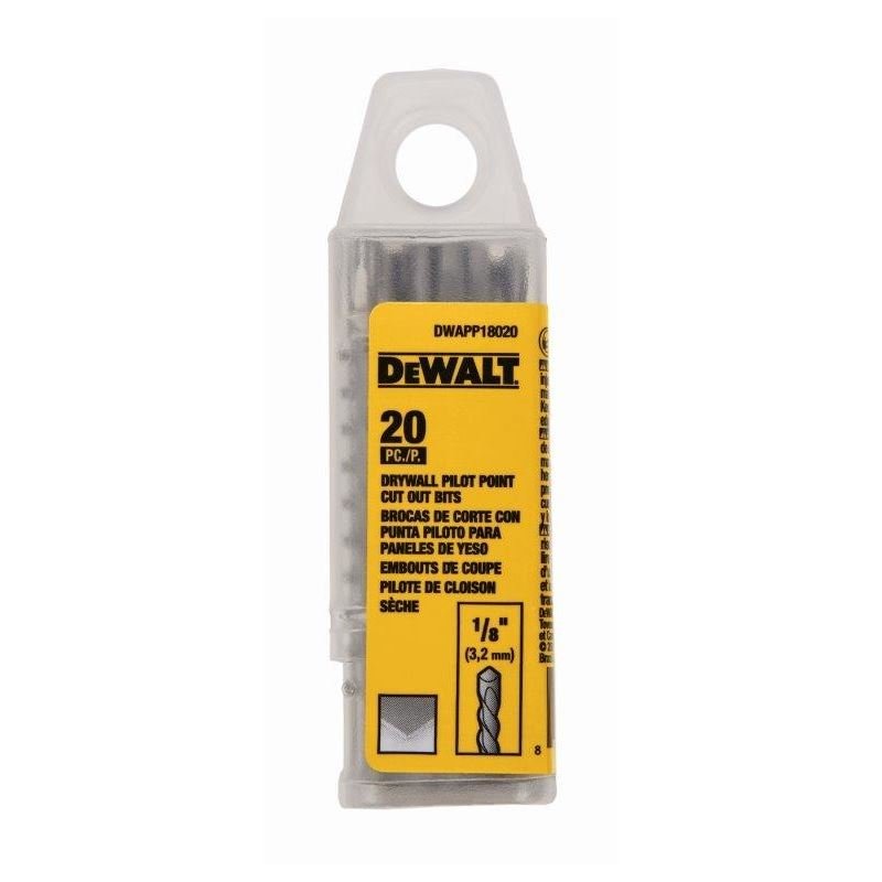 DeWalt DWAPP18020 1/8 in Drywall Pilot Point Cut-Out Bit 20 Pack ...