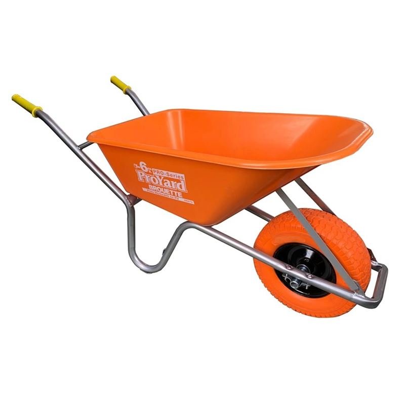 Toolway 190979 PRO-SERIES WHEELBARROW 6 CU.FT POLY TRAY FLAT FREE WIDE ...